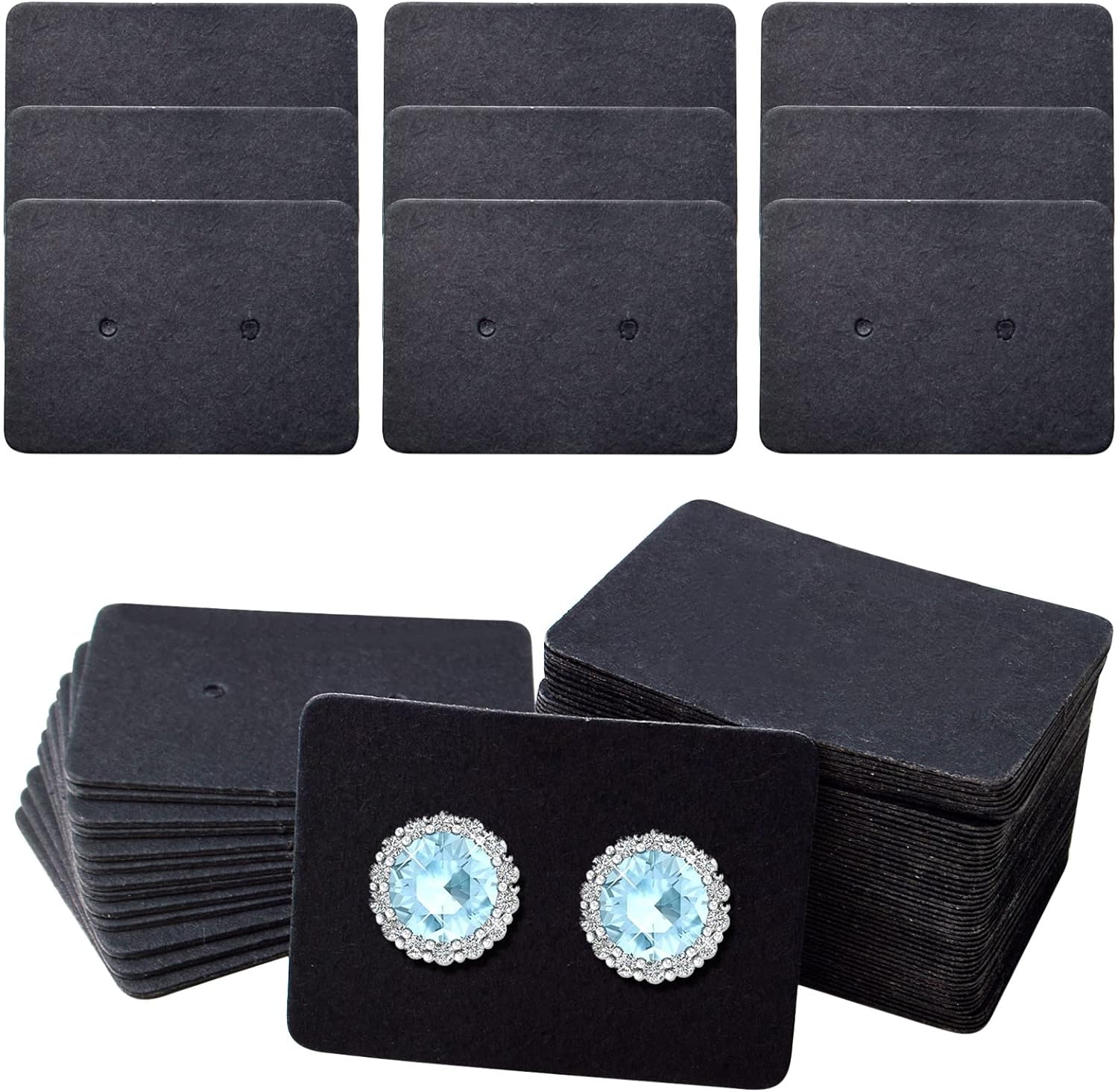 200pcs Black Earring Display Cards Rectangle Small Blank Paper Ear ...