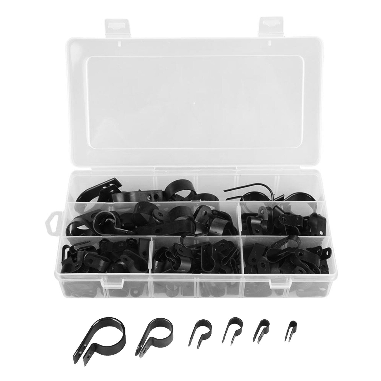 200pcs Black Nylon Screw Wire Clips P-type Cable Clip Clamp Fasteners ...