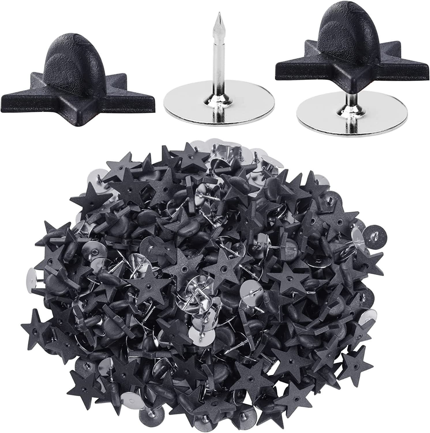 200pcs Black Rubber Pin Backs with 200pcs Blank Pins Star Shape ...