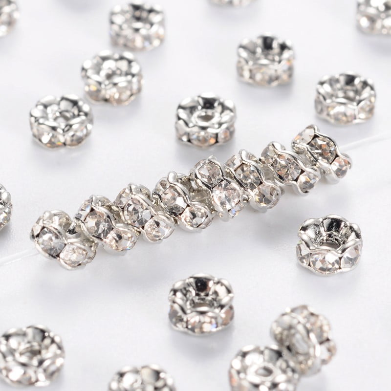 200pcs Brass Rhinestone Spacer Beads Grade AAA Wavy Edge Nickel Free ...