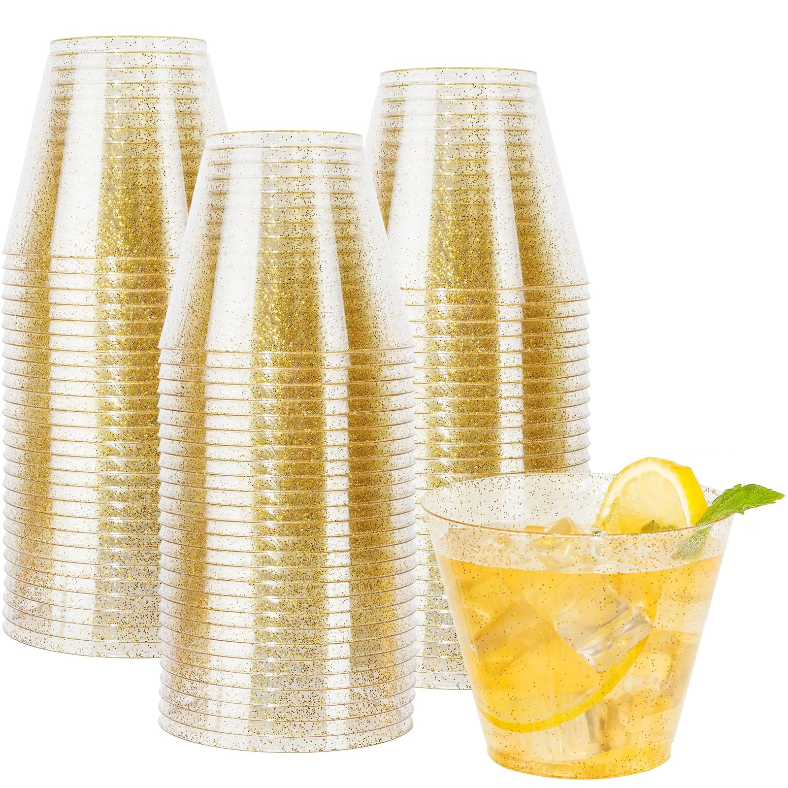 200pcs Clear Disposable Plastic Cups 9oz Party Cups Elegant Old ...