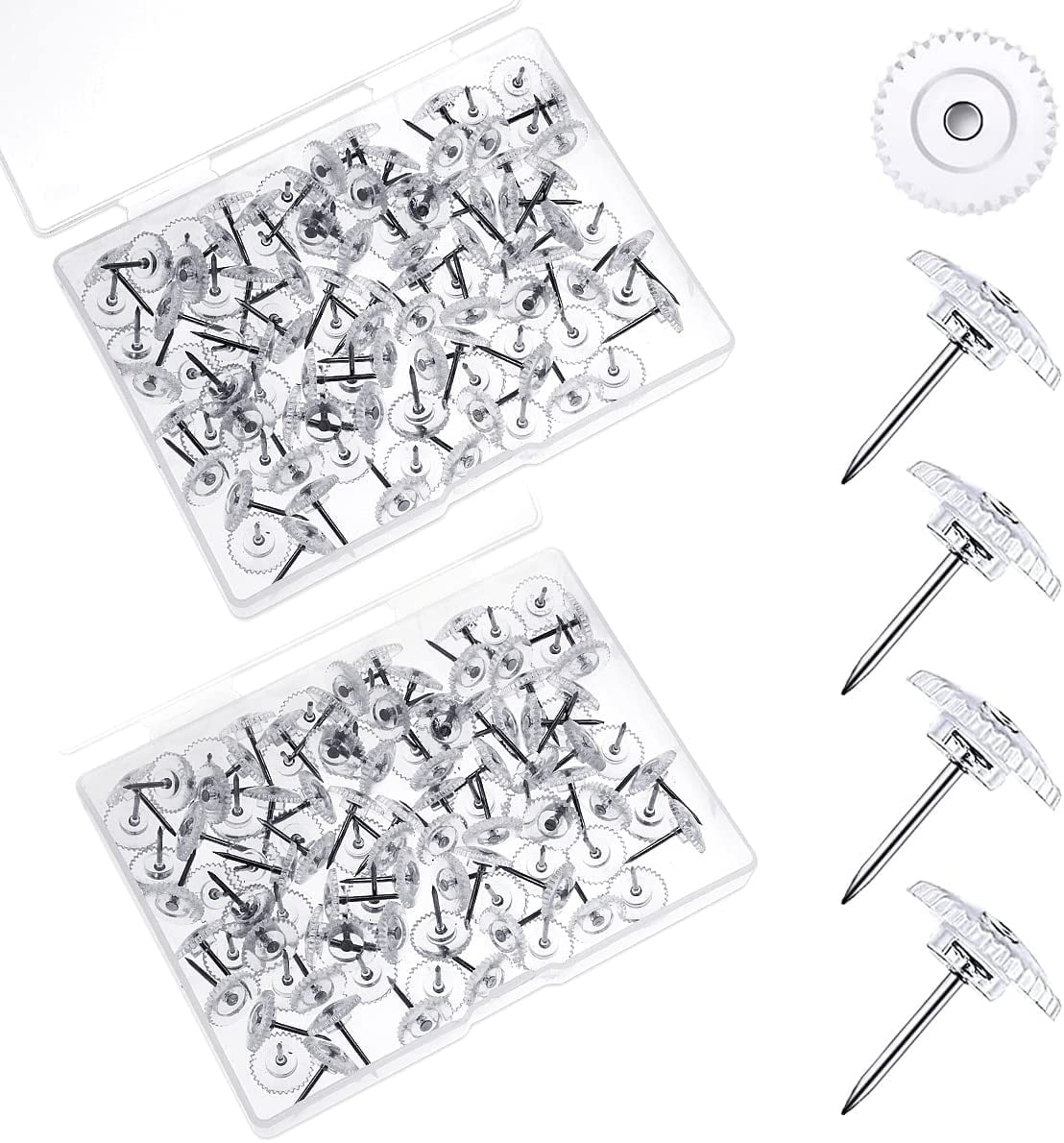 200pcs Clear Push Pins, Small Plastic Thumb Tacks Transparent Paper ...