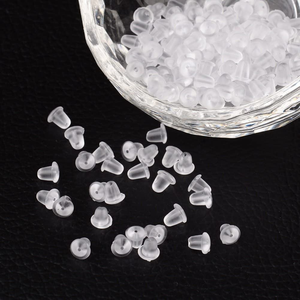 200pcs Clear Soft Plastic Earring Back Stopper Earnut Earring Findings ...