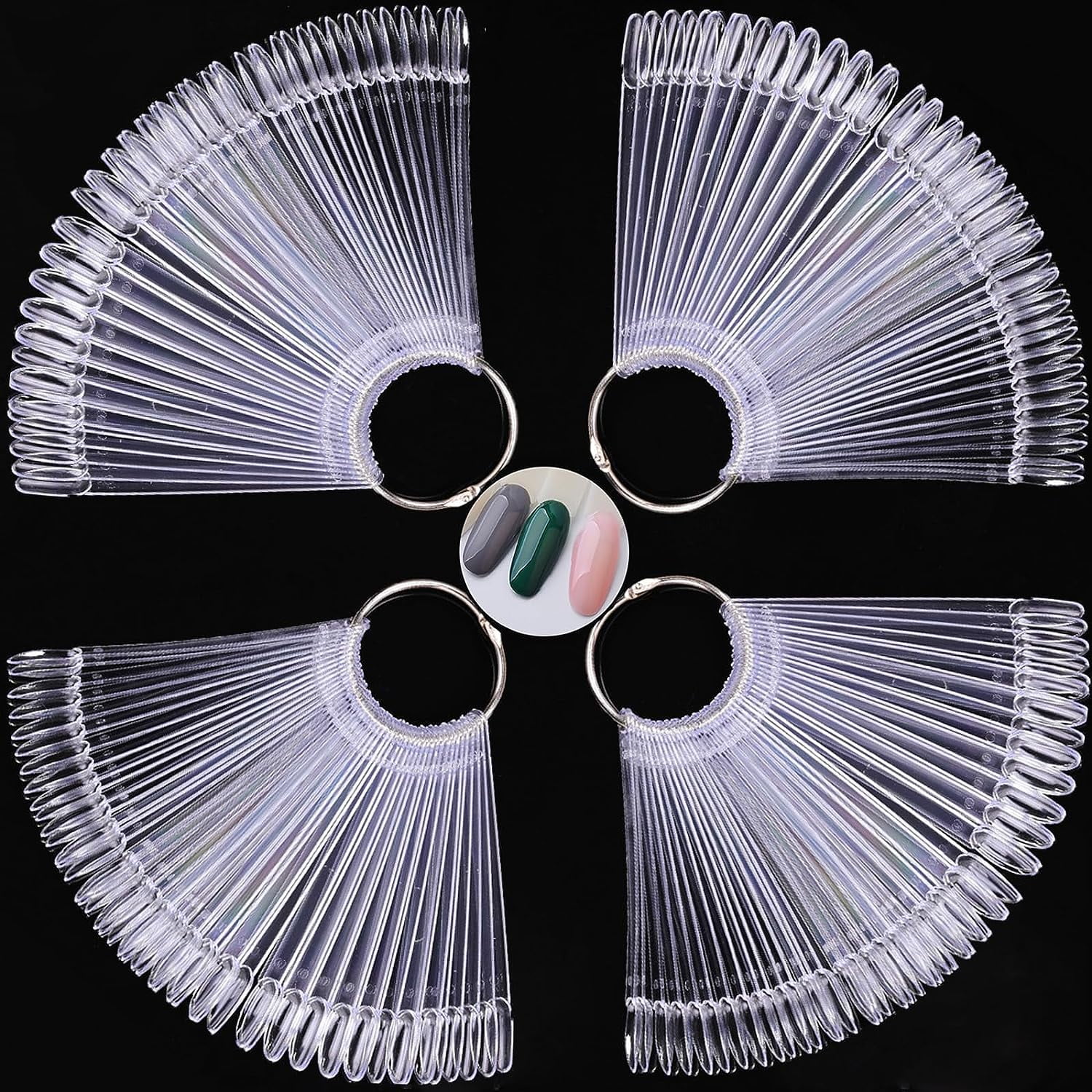 200pcs Clear Stiletto Nail Swatches Sticks Fan Shaped Nail Nail Swatch