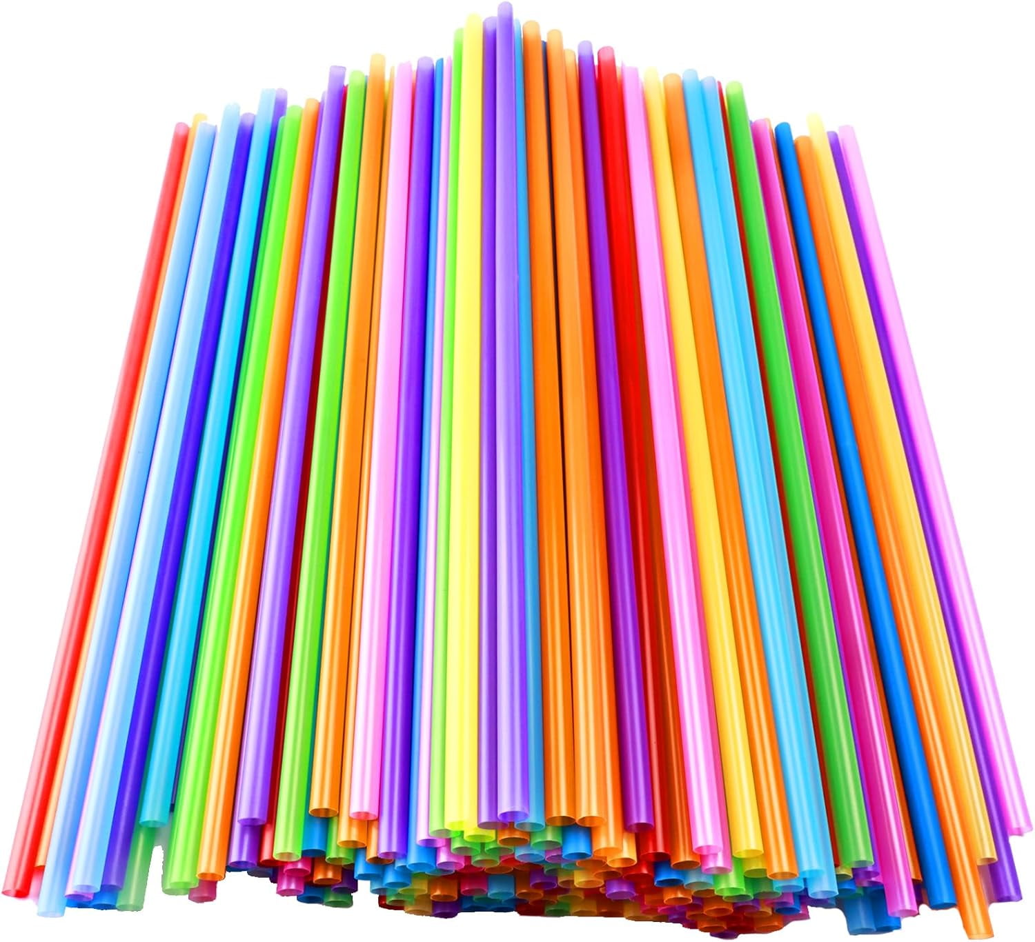 200pcs Colorful Plastic Long Straws Disposable Drinking Straws- 0.23 ...