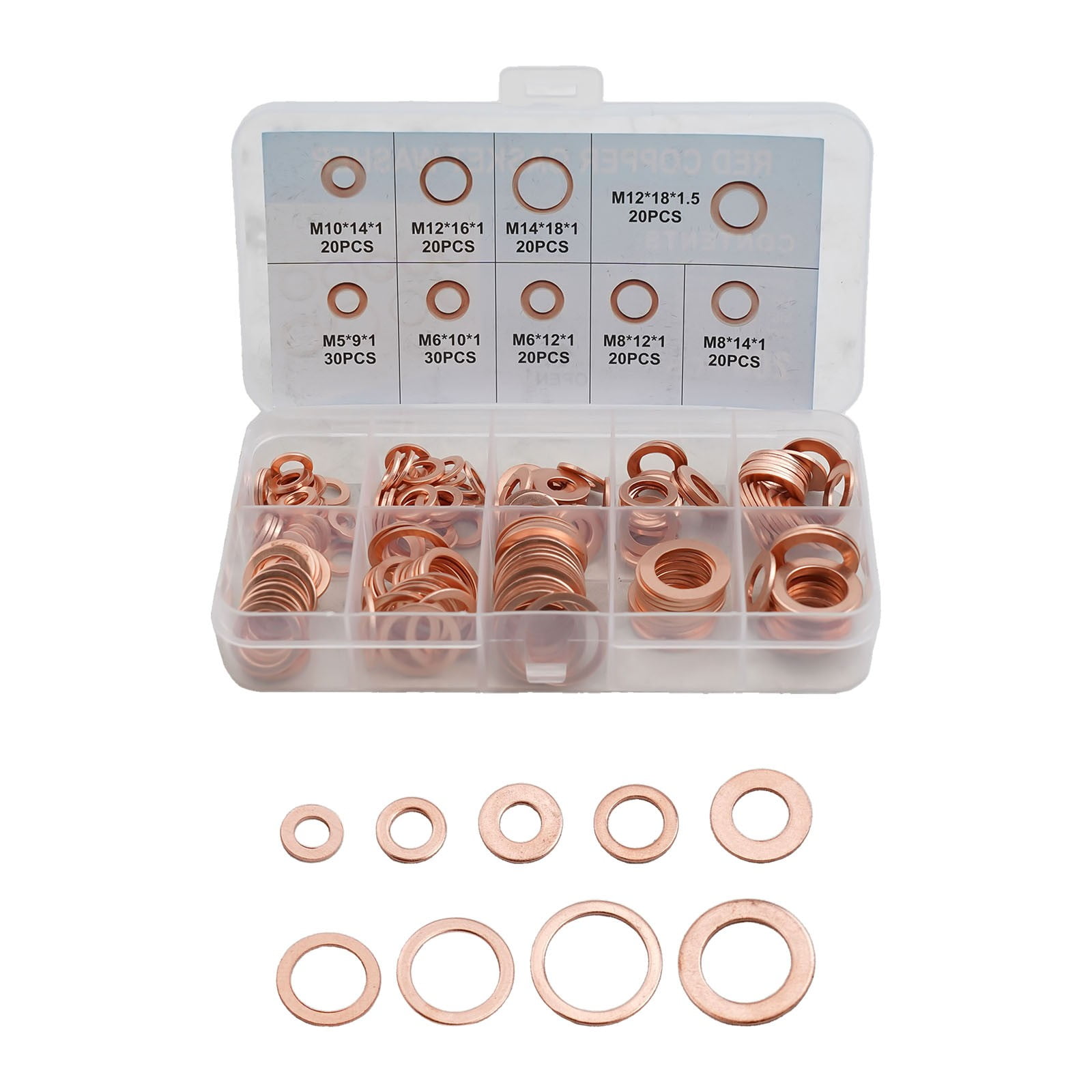 200pcs Copper Seal Washer Set for Automotive, Marine, and Industrial ...