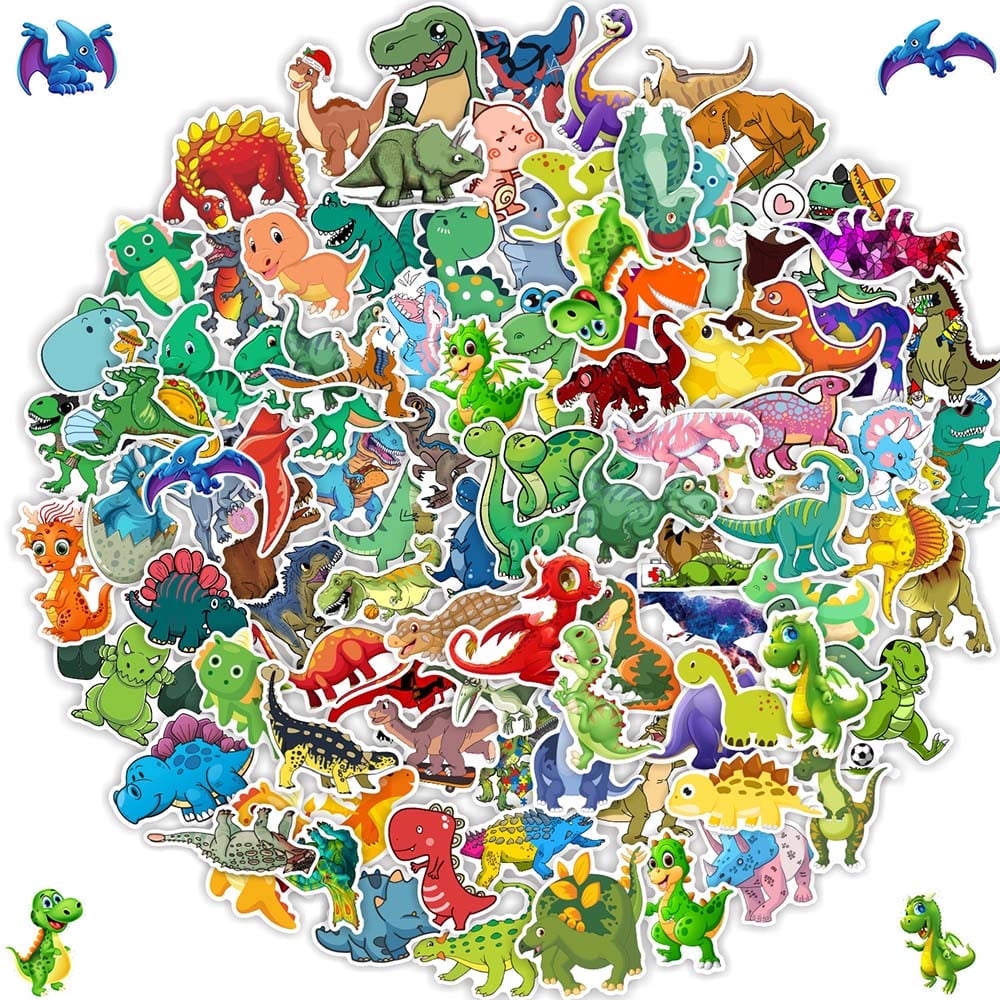 200pcs Waterproof Dinosaur Stickers for Boys, Vinyl Cartoon, Jurassic ...