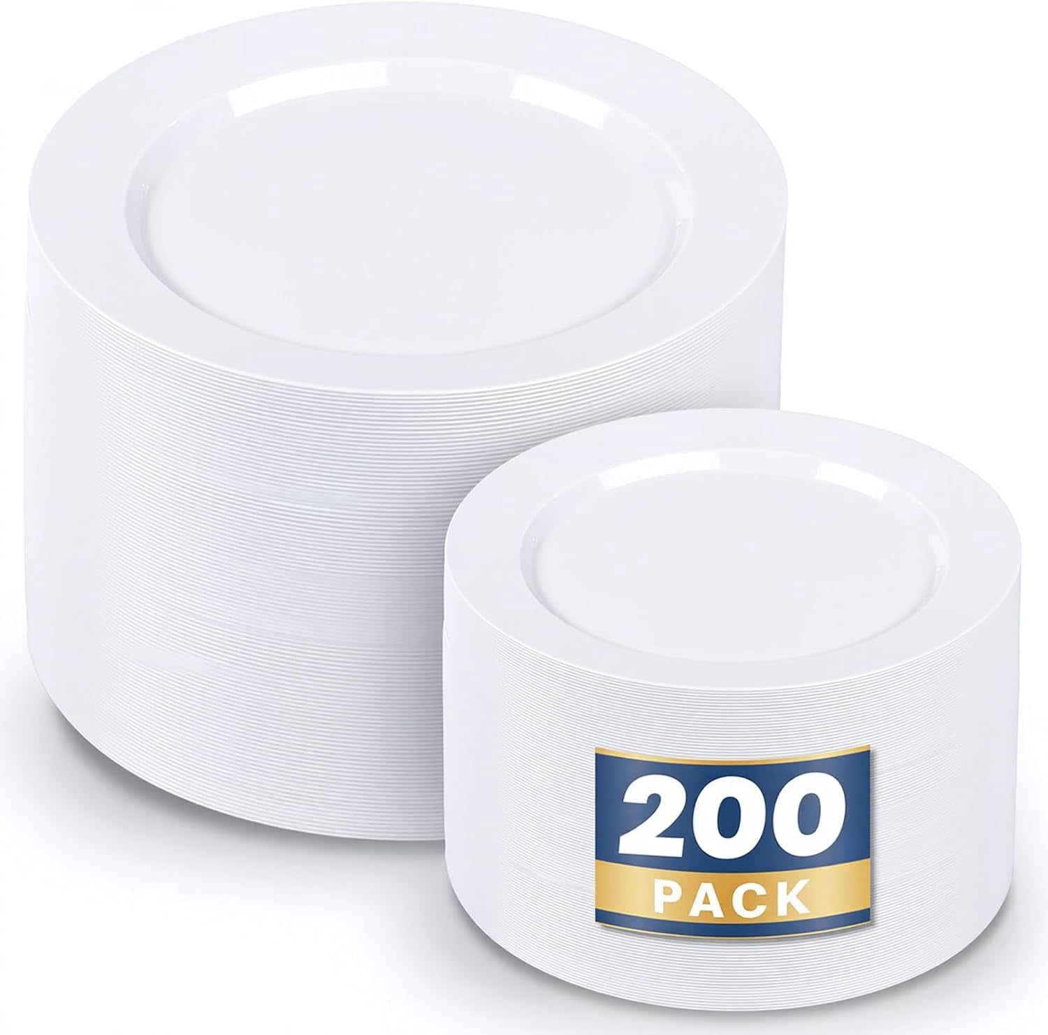 200pcs Heavy Duty White Plastic Disposable Plates - 100 x 10" Dinner ...