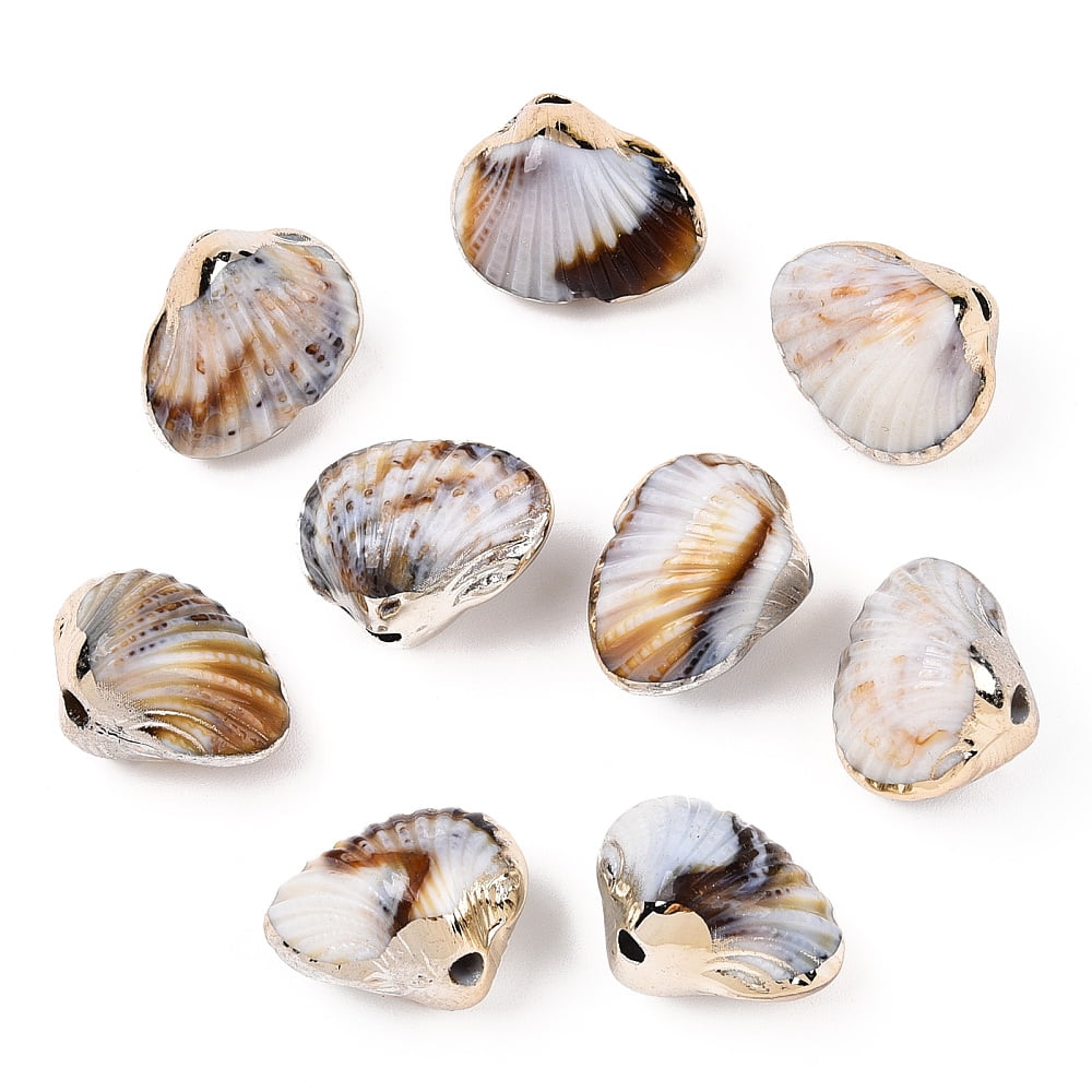 200pcs Electroplate Acrylic Beads Imitation Gemstone style Scallop ...