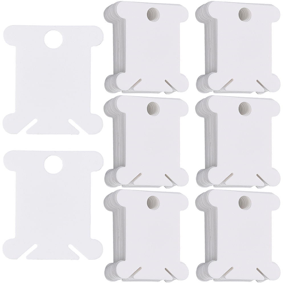 200pcs Embroidery Floss Bobbins Ribbon Bobbins Plastic Mini White Flat ...