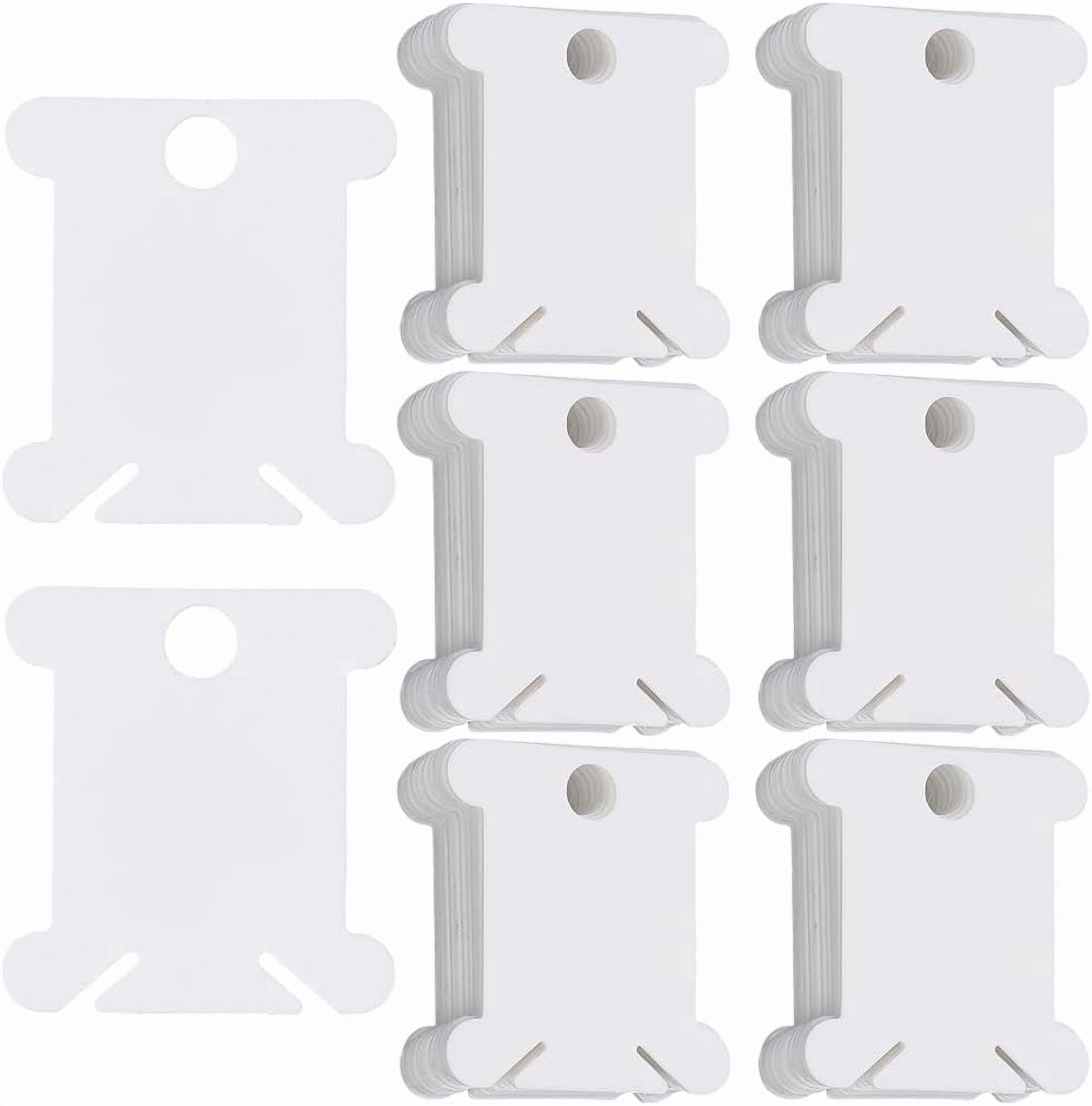 200pcs Embroidery Floss Bobbins Ribbon Bobbins Plastic Mini White Flat ...