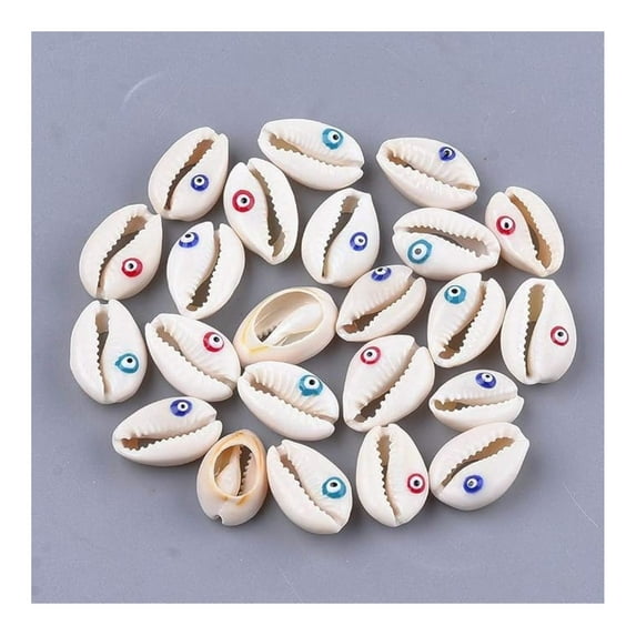 200pcs Evil Eye Cowrie Shell Beads Undrilled Beach Seashell Charms ...