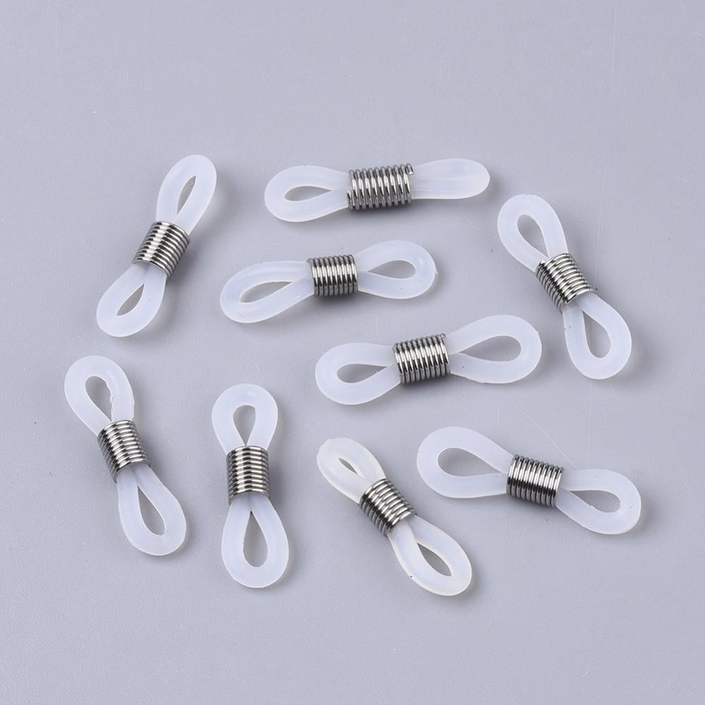 200pcs Eyeglass Holders Glasses Rubber Loop Ends with 304 Stainless ...
