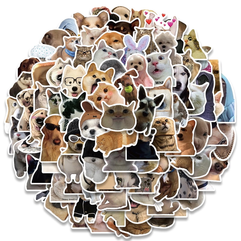 200pcs Funny MEME Stickers Kawaii Animals Cats Dogs Cartoon Decals DIY ...