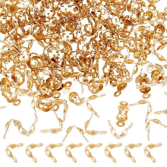 200pcs Golden Bead Tips Stainless Steel Calotte Ends Open Clamshell ...