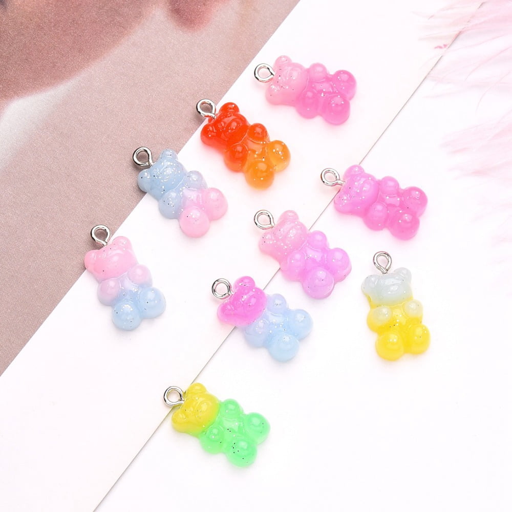 200pcs Gradient color Opaque Resin Pendants with Glitter Powder and ...