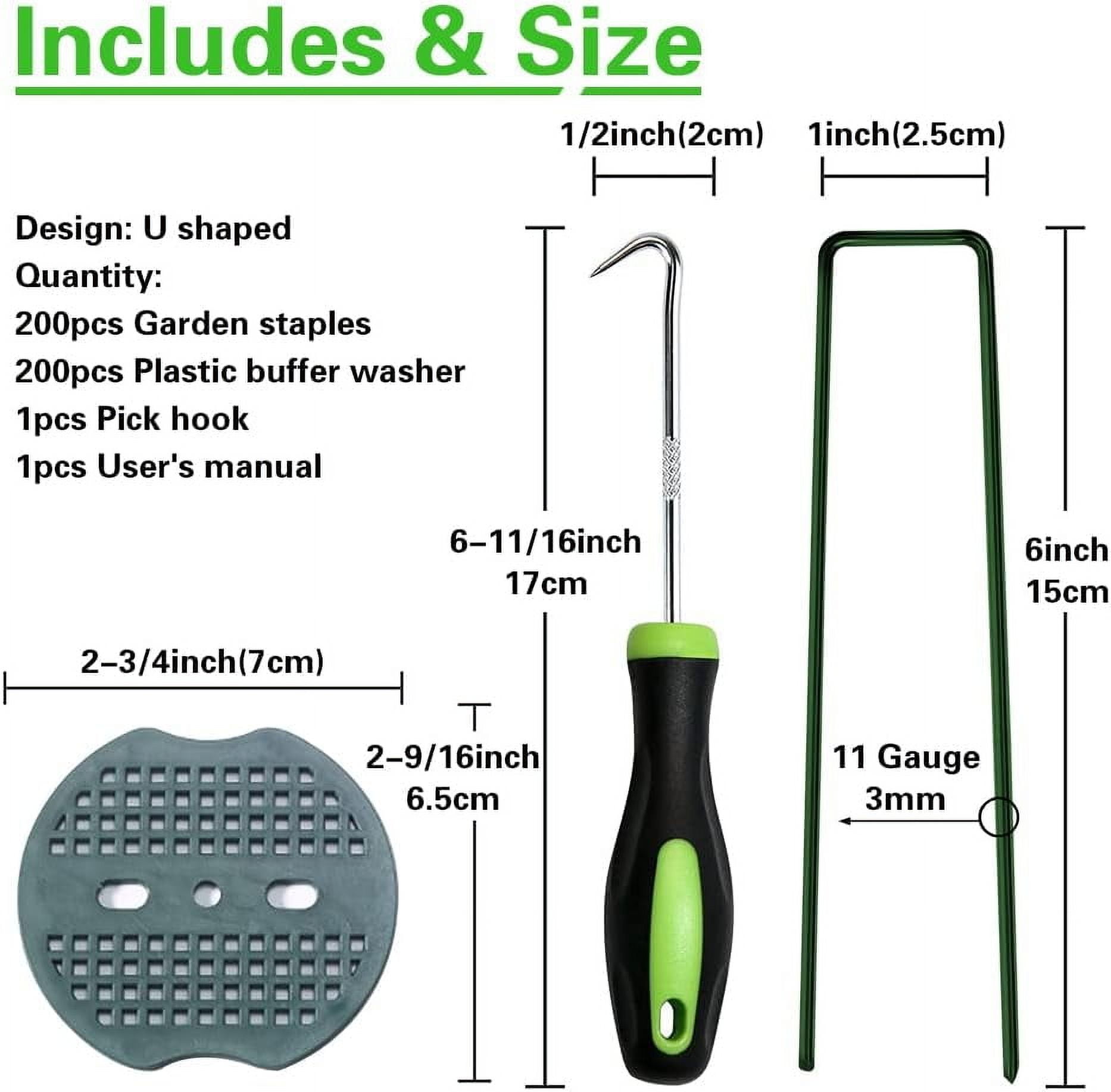 200pcs Green Artificial Turf Stakes Staples + 200pcs Buffer Washer, 6 ...