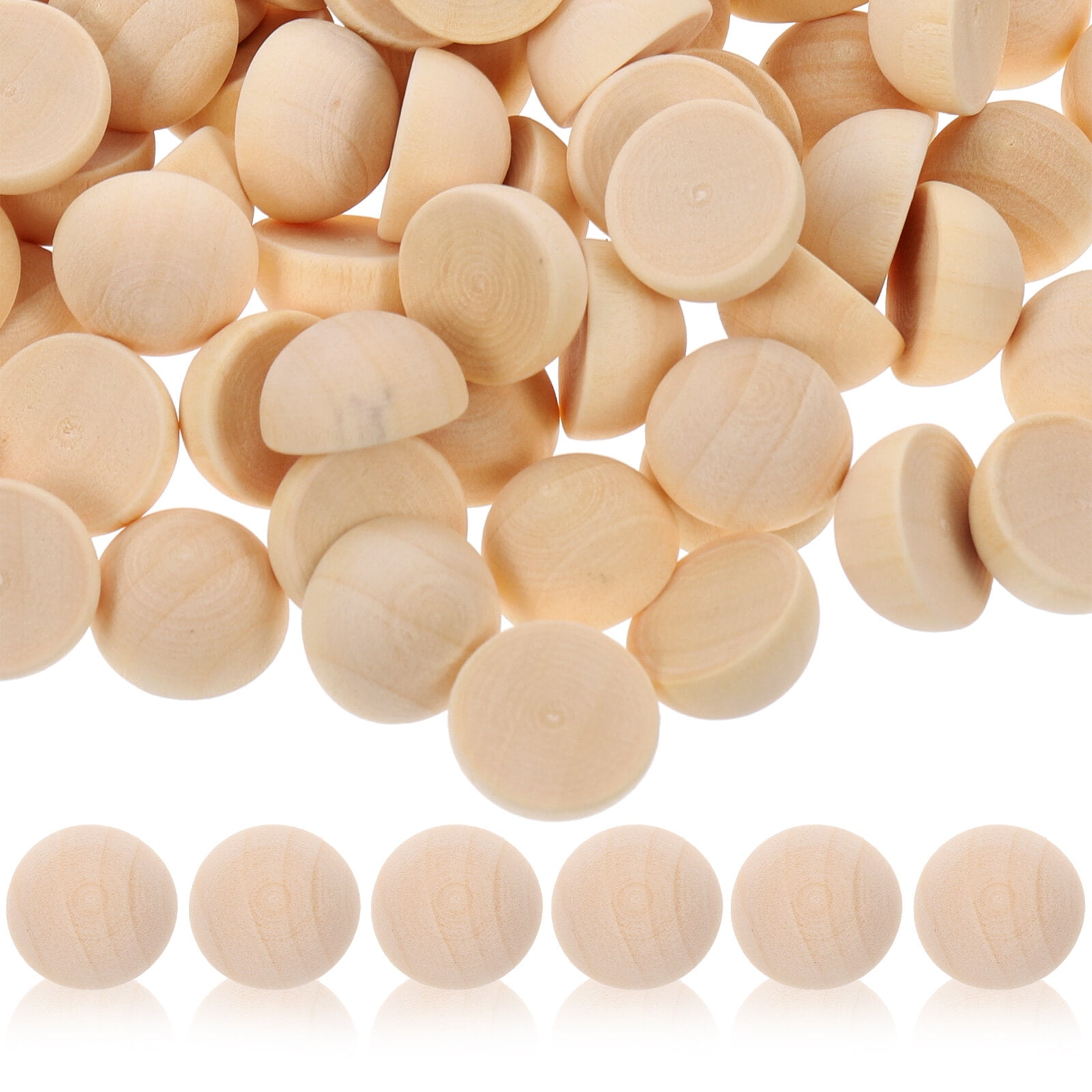 200pcs Half Round Wooden Beads Unfinished Wood Half Balls for DIY Art ...