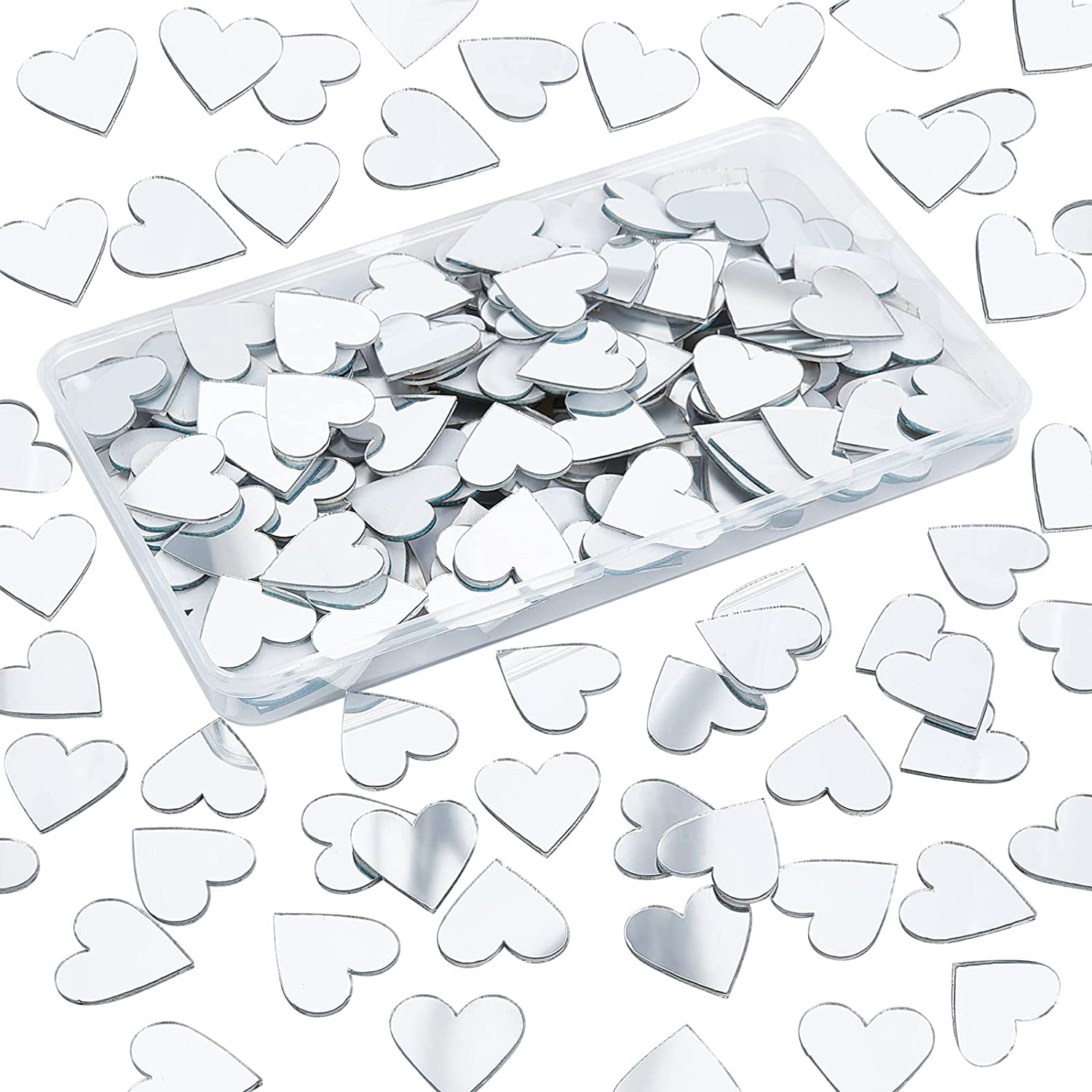 200pcs Heart Mosaic Mirror 0.9 Inch Decorative Acrylic Mirror Adhesive ...
