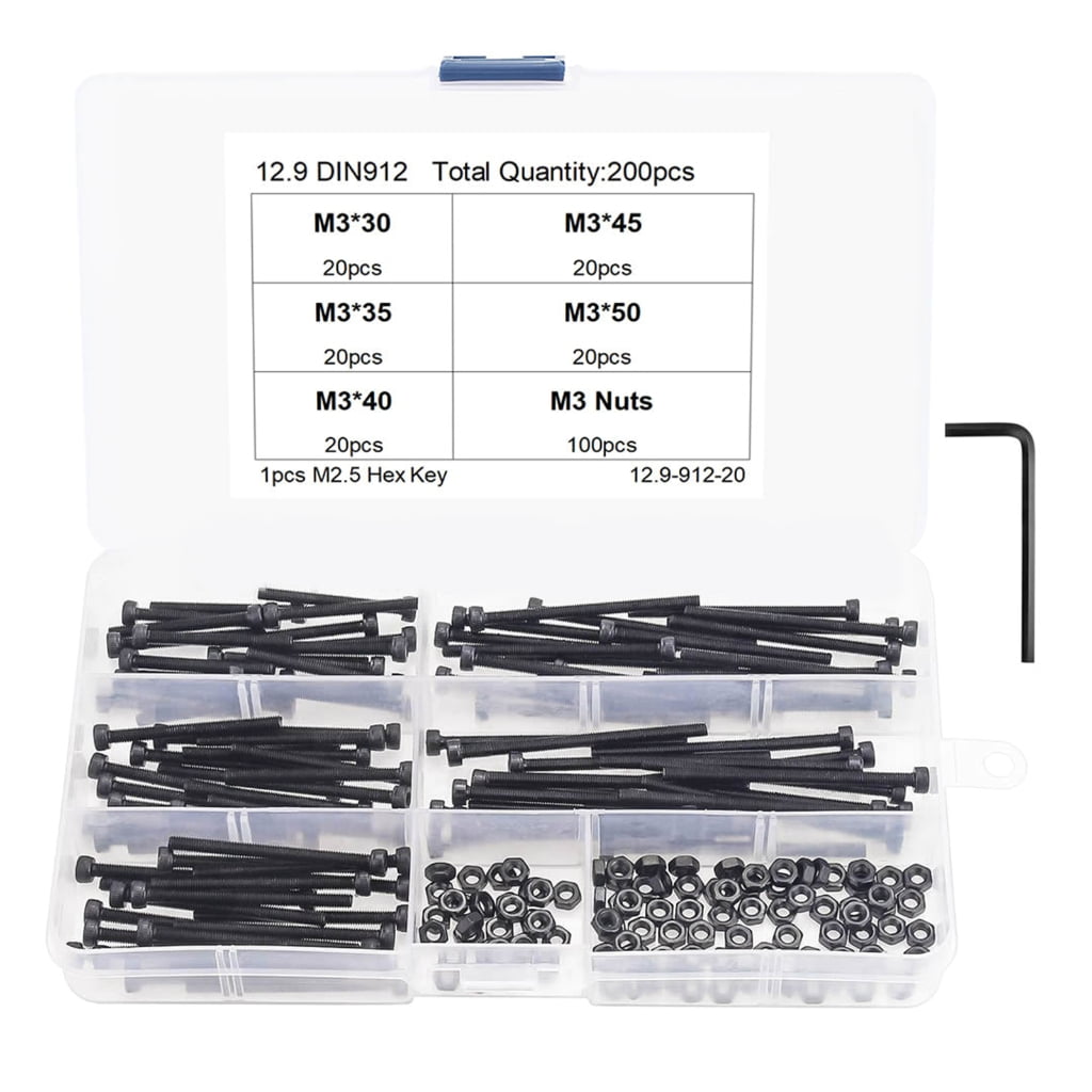 200pcs Hexagons Socket Head Caps Metric Screws Bolt and Nut Set 304 ...