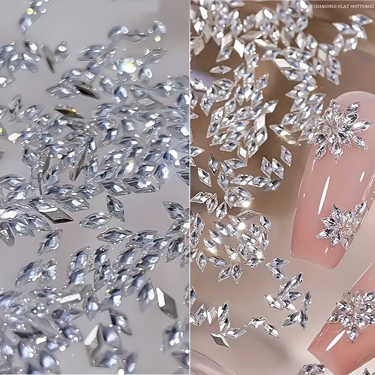 200pcs Hypoallergenic Diamond Shape Cubic Zirconia Nail Charms - 1 ...