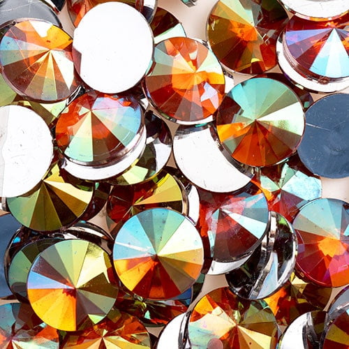 200pcs John Bead 18mm Orange AB Acrylic Plastic Rivoli Flatback ...