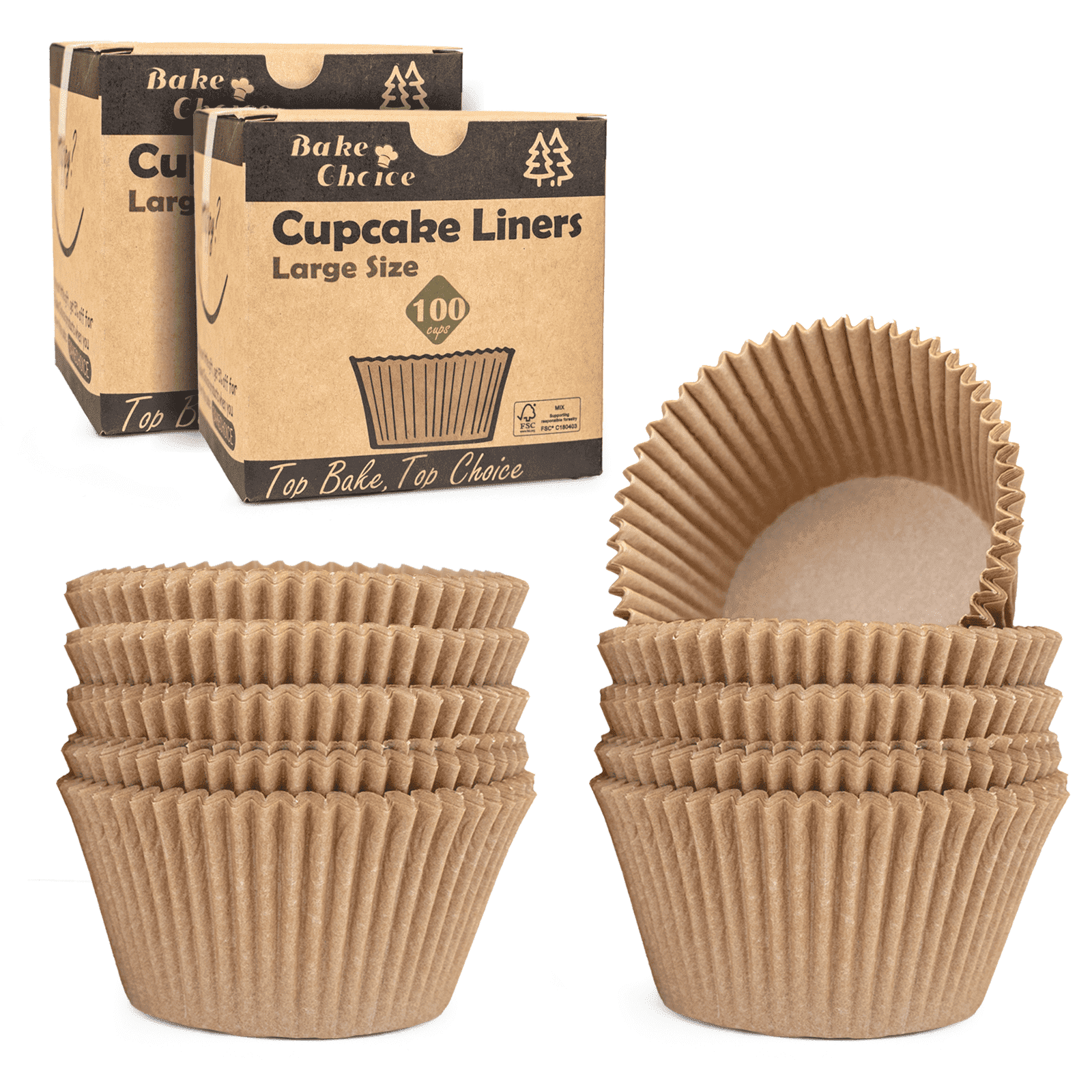 Bake Choice 100 Count (Pack of 2) Jumbo Cupcake Liners for Baking ...