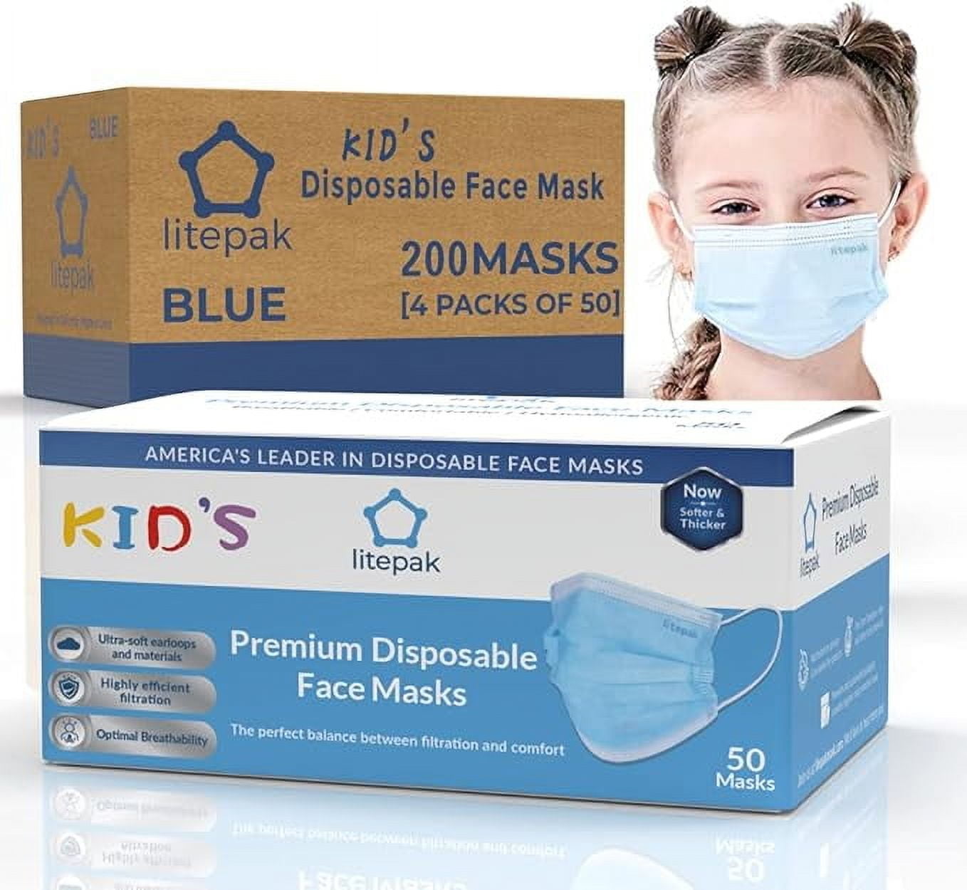 200pcs Kids Disposable Face Masks - 3 Ply Kids Mask for Boys Girls ...