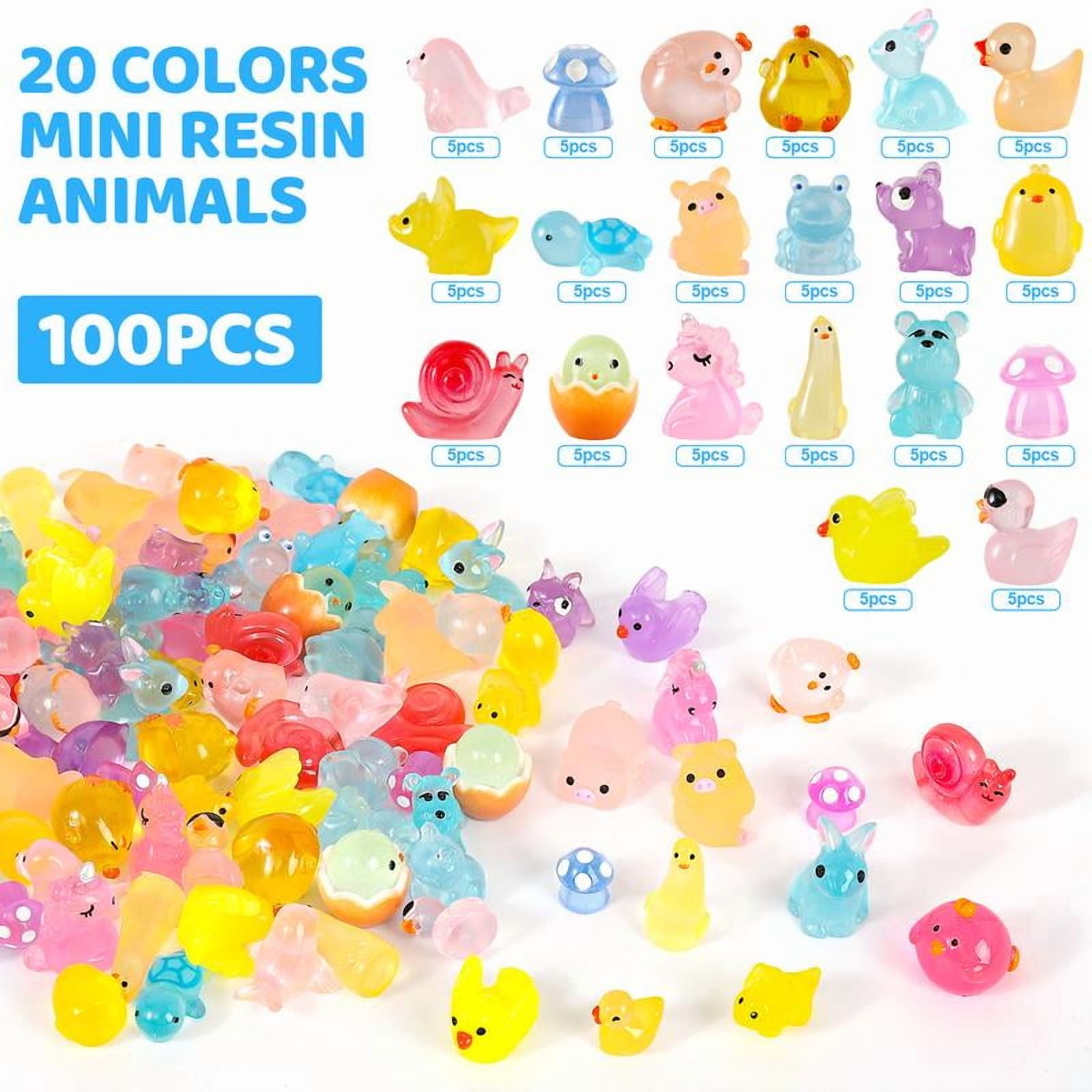 200pcs Luminous Mini Resin Ducks Animals, Tiny Dog Dinosaur Chicken ...