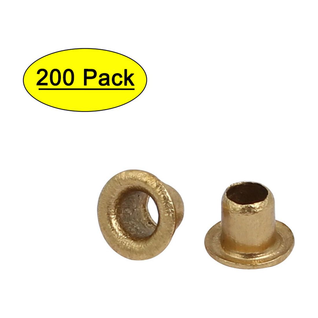 200pcs M3 x 3mm Brass Plated Metal Hollow Eyelets Rivets Gold Tone ...