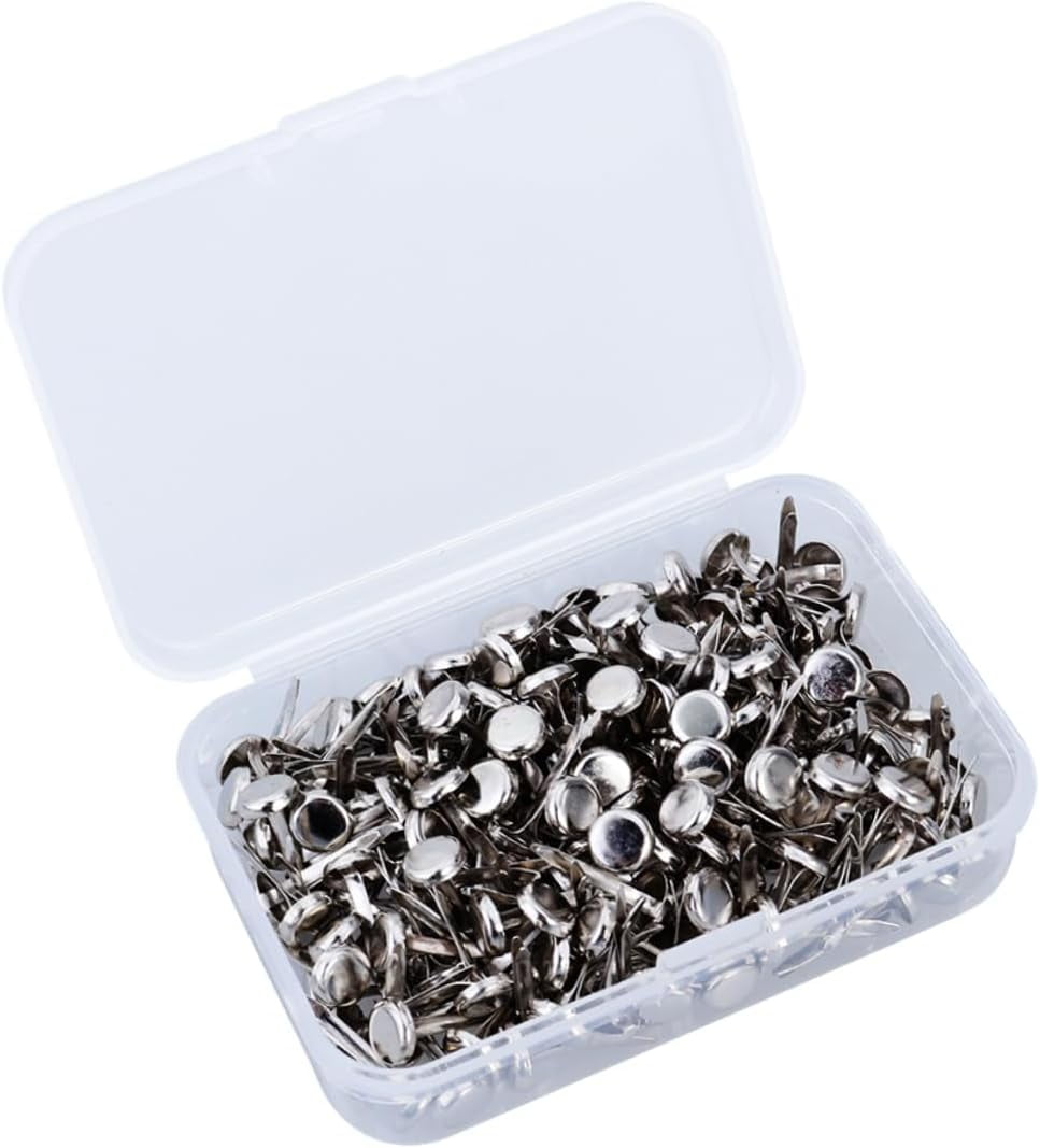 200pcs Metallic Bra Brass Fasteners Crafts Brads Paper Split Pins Brad Pins Silver Brad Fastener ...