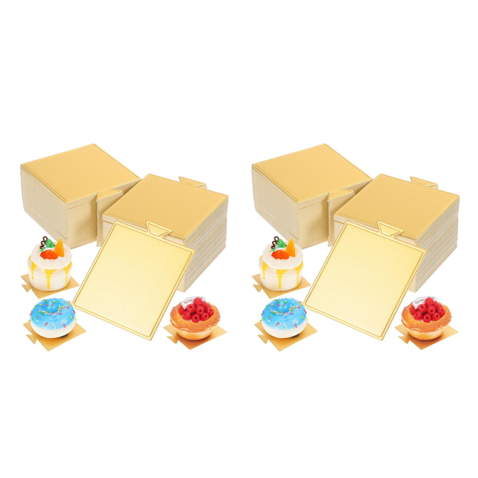 200pcs Mini Golden Cardboard Cake Base, Paper Dessert Tray for Mousse ...