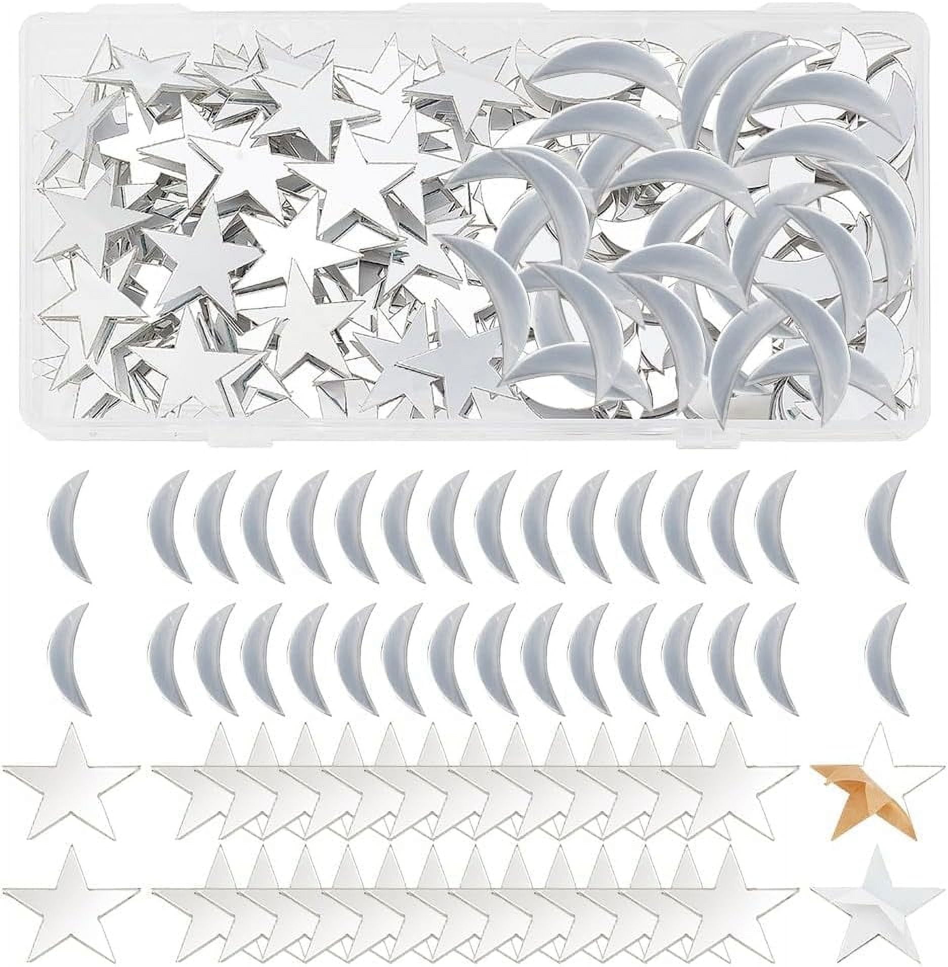 200pcs Mosaic Tiles 25mm/1 inch Acrylic Star Shape Mirror Tiles Half ...