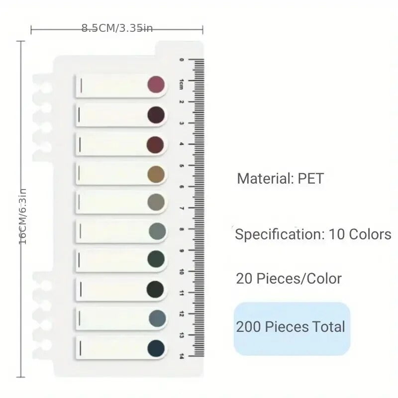 200pcs Multicolored Index Stickers, Transparent Page Marker Flags ...
