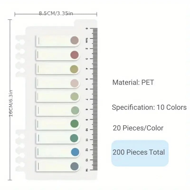 200pcs Multicolored Index Stickers, Transparent Page Marker Flags ...