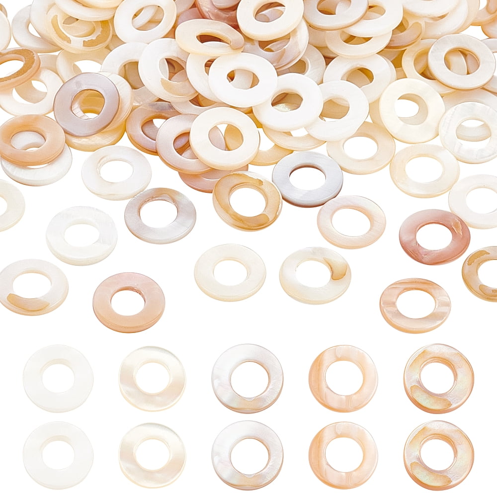 200pcs Natural Freshwater Shell Linking Rings Round Ring Seashell Color ...