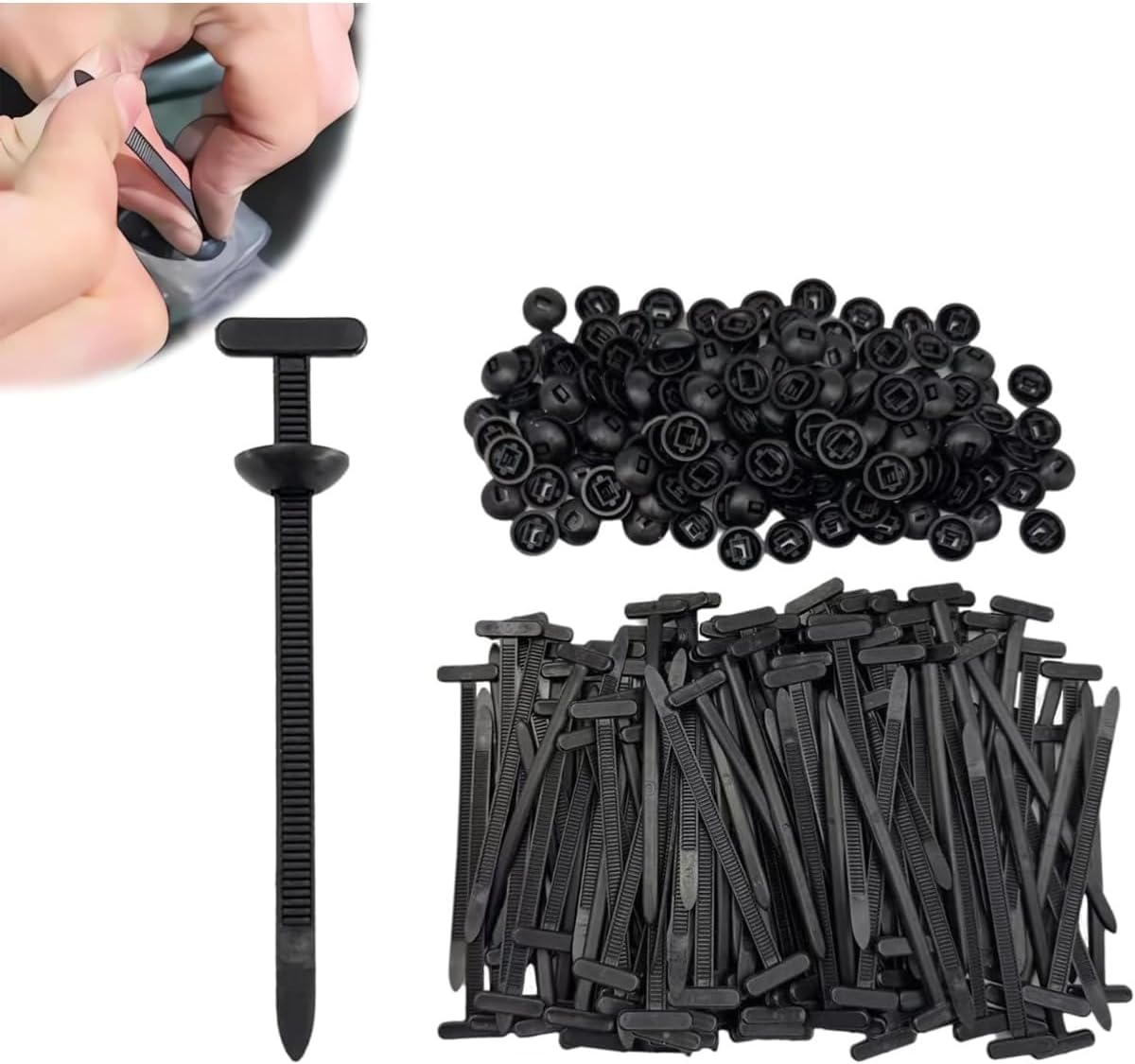200pcs Nylon Cable Tie Buckle, Zip Ties for Auto Heavy Duty Nylon ...