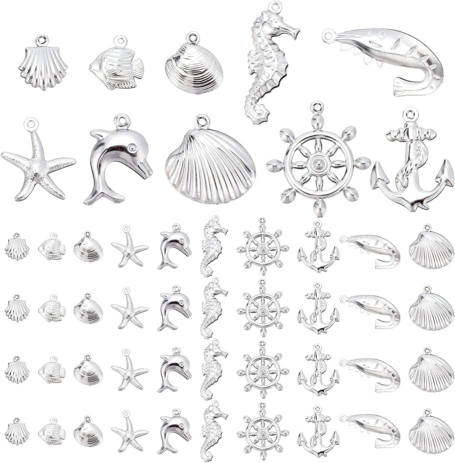 200pcs Ocean Animal Charms Marine Life Charms Stainless Steel Pendants ...