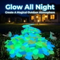 200pcs Orange-yellow Solar Glow In The Dark Pebbles Outdoor Garden ...