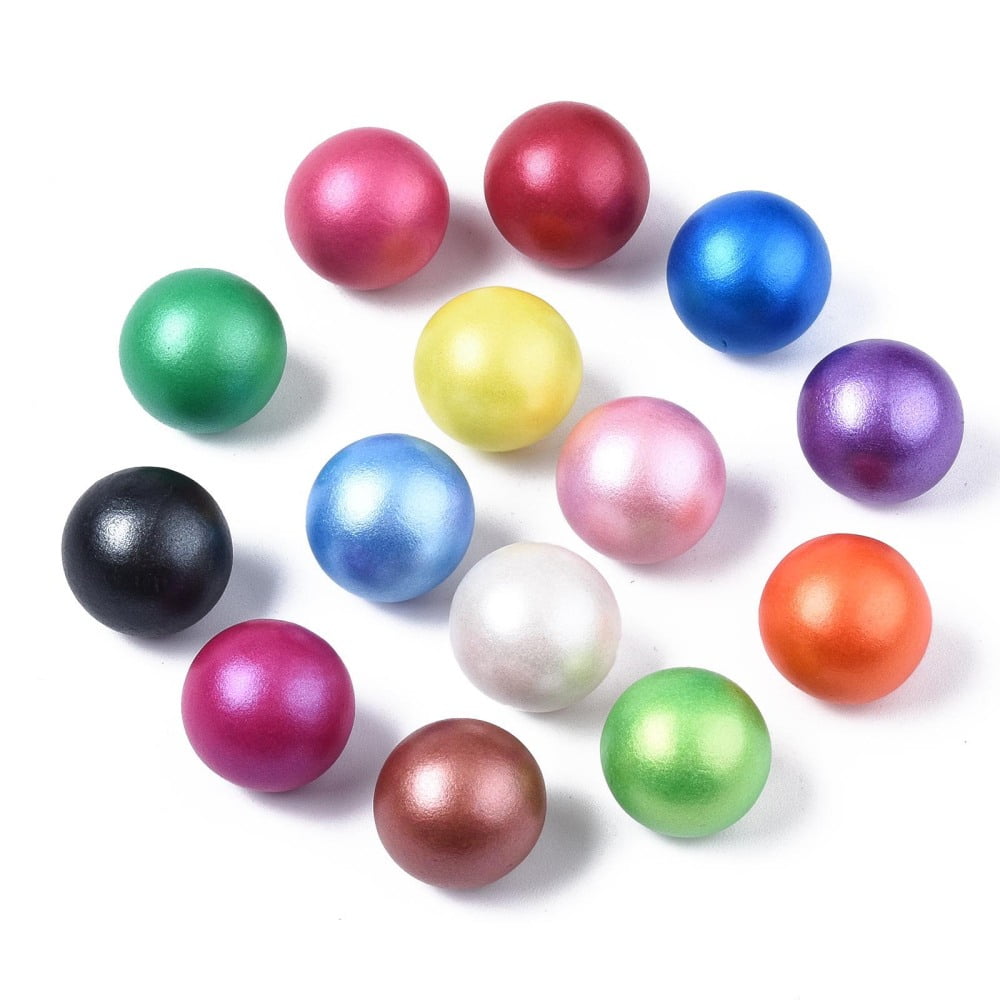 200pcs Painted Wood Beads Pearlized No Hole/Undrilled Round Mixed color ...