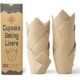 200pcs Parchment Paper Tulip Cupcake Liners for Baking Cups, Natural ...