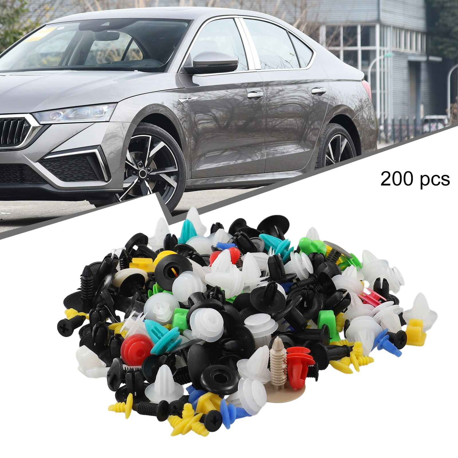200pcs Plastic Car Body Push Pin Rivet Fasteners Trim Moulding Clip ...
