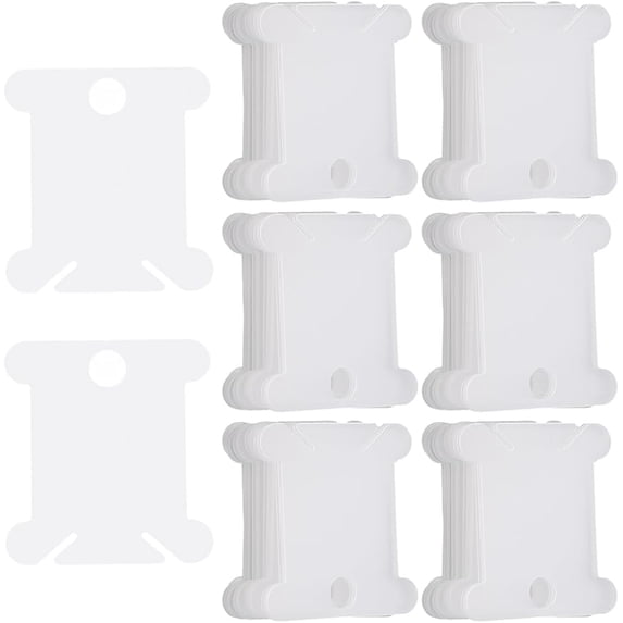 200pcs Plastic Floss Bobbins Bobbin Thread Card Small Clear Cardboard ...