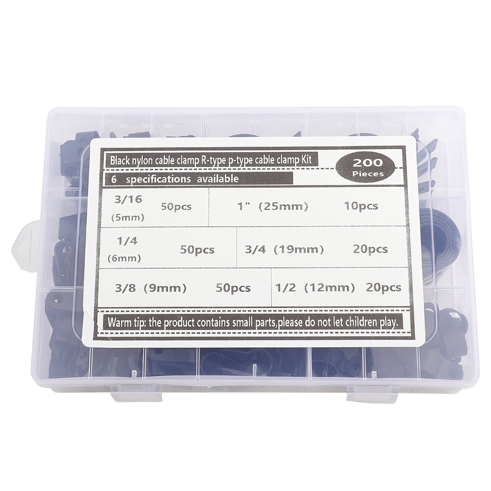 200pcs Plastic Nylon Cable Clamp R Type P Type Wire Clip Fasteners ...