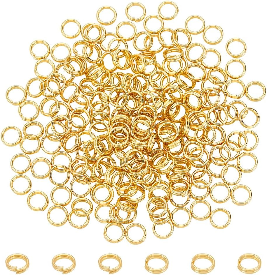 200pcs Rack Plating Brass Split Rings Double Loops Jump Rings Real 18K ...