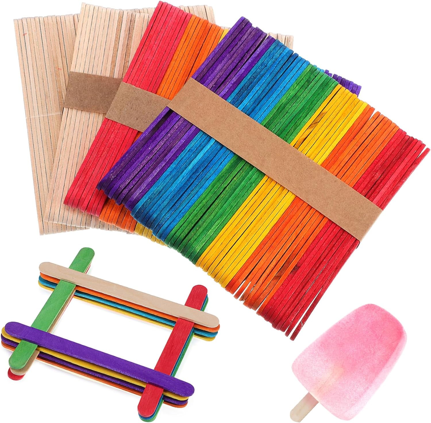 200pcs Rainbow Popsicle Stick Wax Sticks Wood Mixing Paddles Jumbo ...