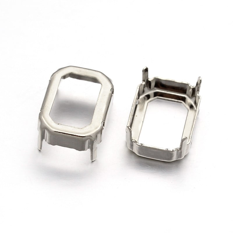 200pcs Rectangle Octagon Brass Sew on Prong Settings Claw Settings for ...