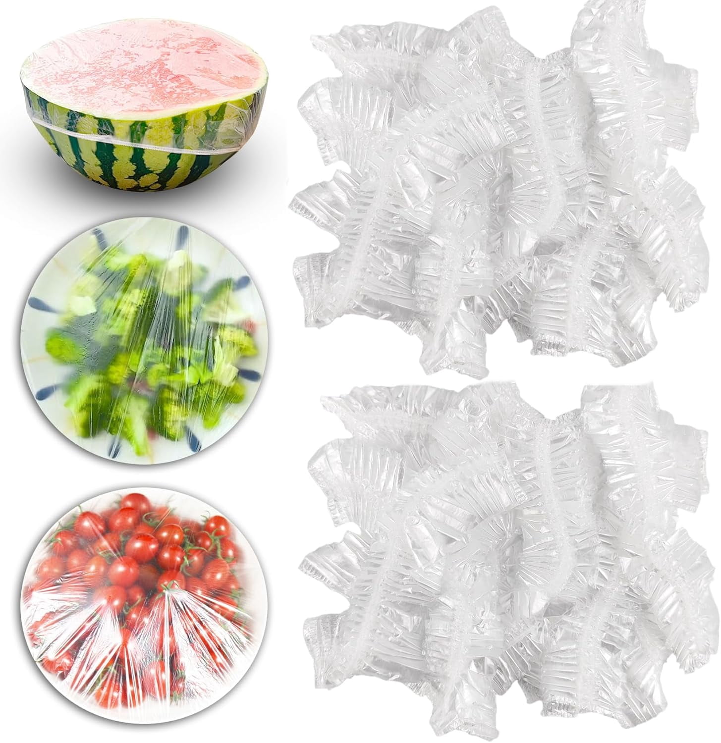 200pcs Reusable Plastic Food Covers – Elastic Stretch Bowl Covers for ...