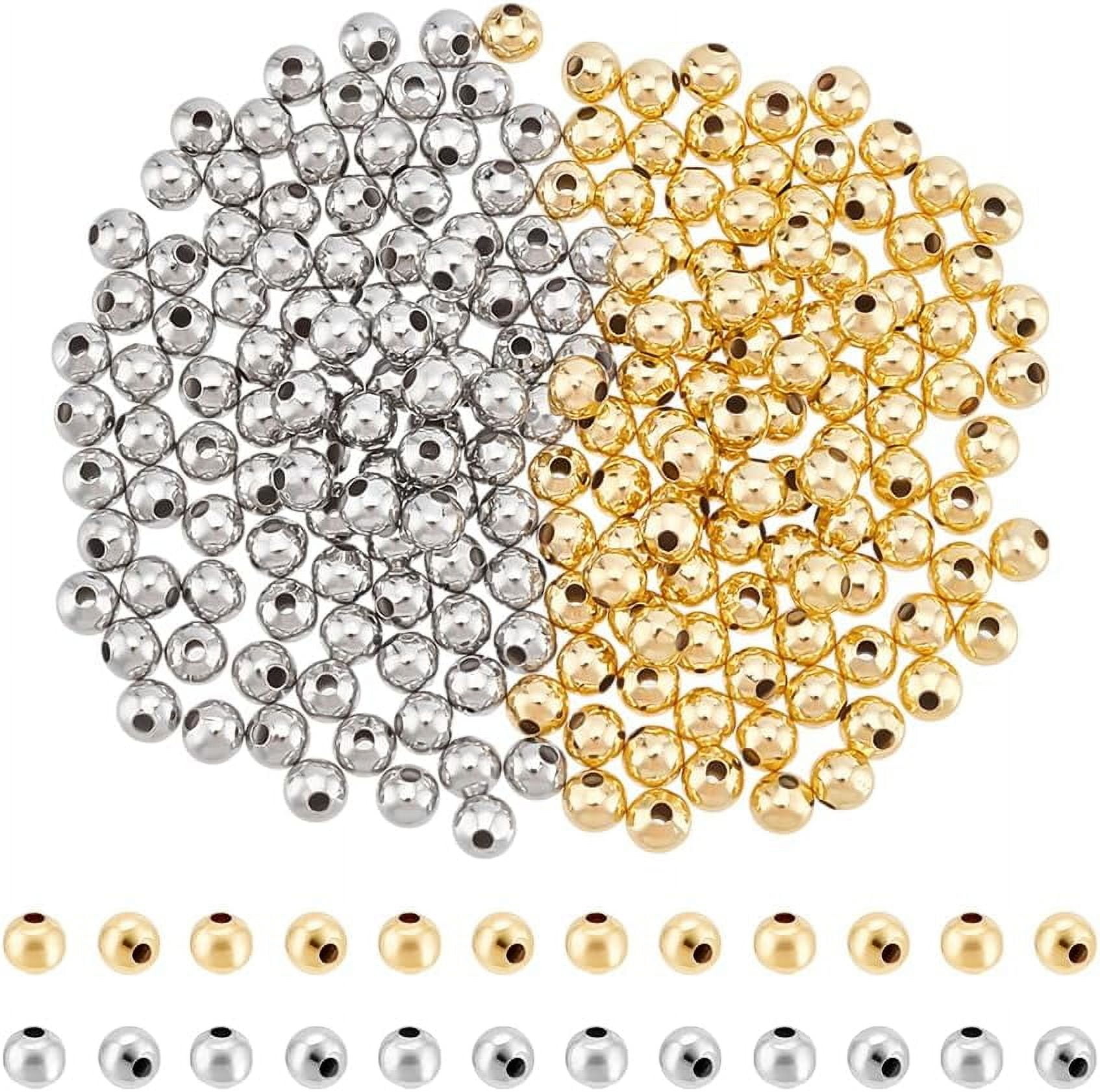 200pcs Round Spacer Beads 5mm 18K Gold Plated Beads 2 Colors Small ...