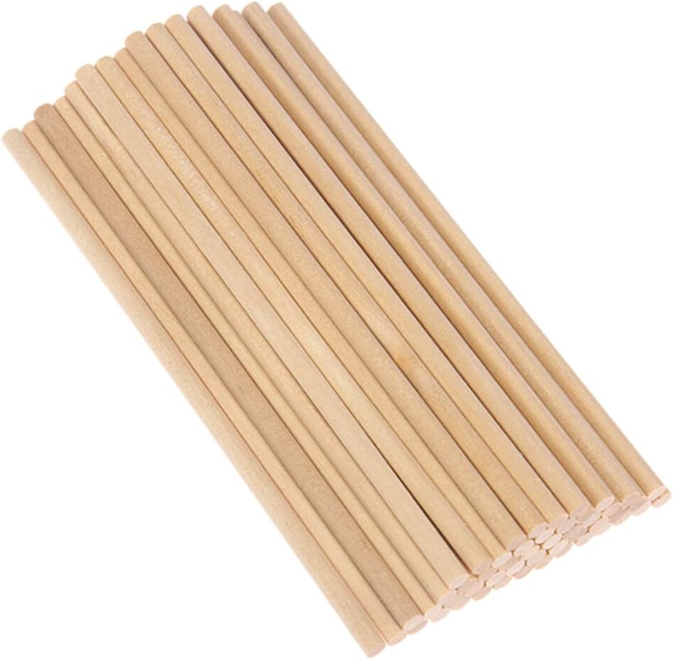 200pcs Round Wood Rods DIY Art Sticks Kids Crafts Wooden Craft ...